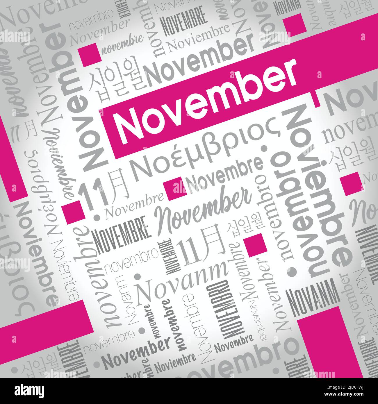 November word cloud written in Spanish, German, Portuguese, Italian ...