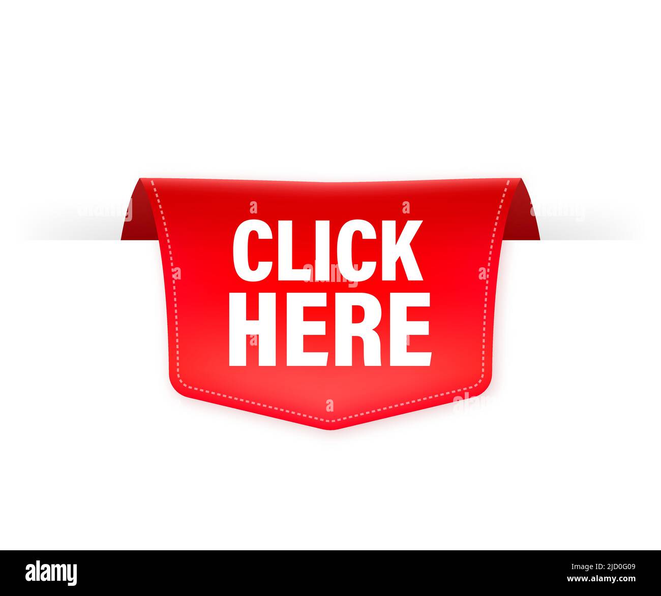 Icon with click here red ribbon on white background for web marketing ...