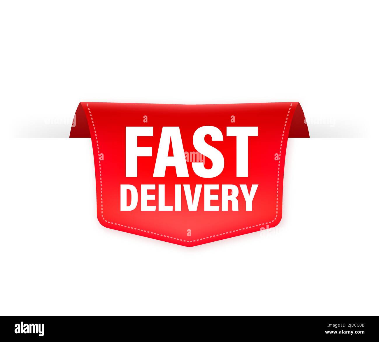 Fast delivery red ribbon on white background. Logo vector. Isolated ...