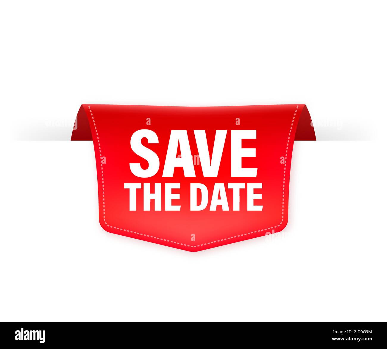 Save the data red ribbon in 3D style on white background. Vector ...