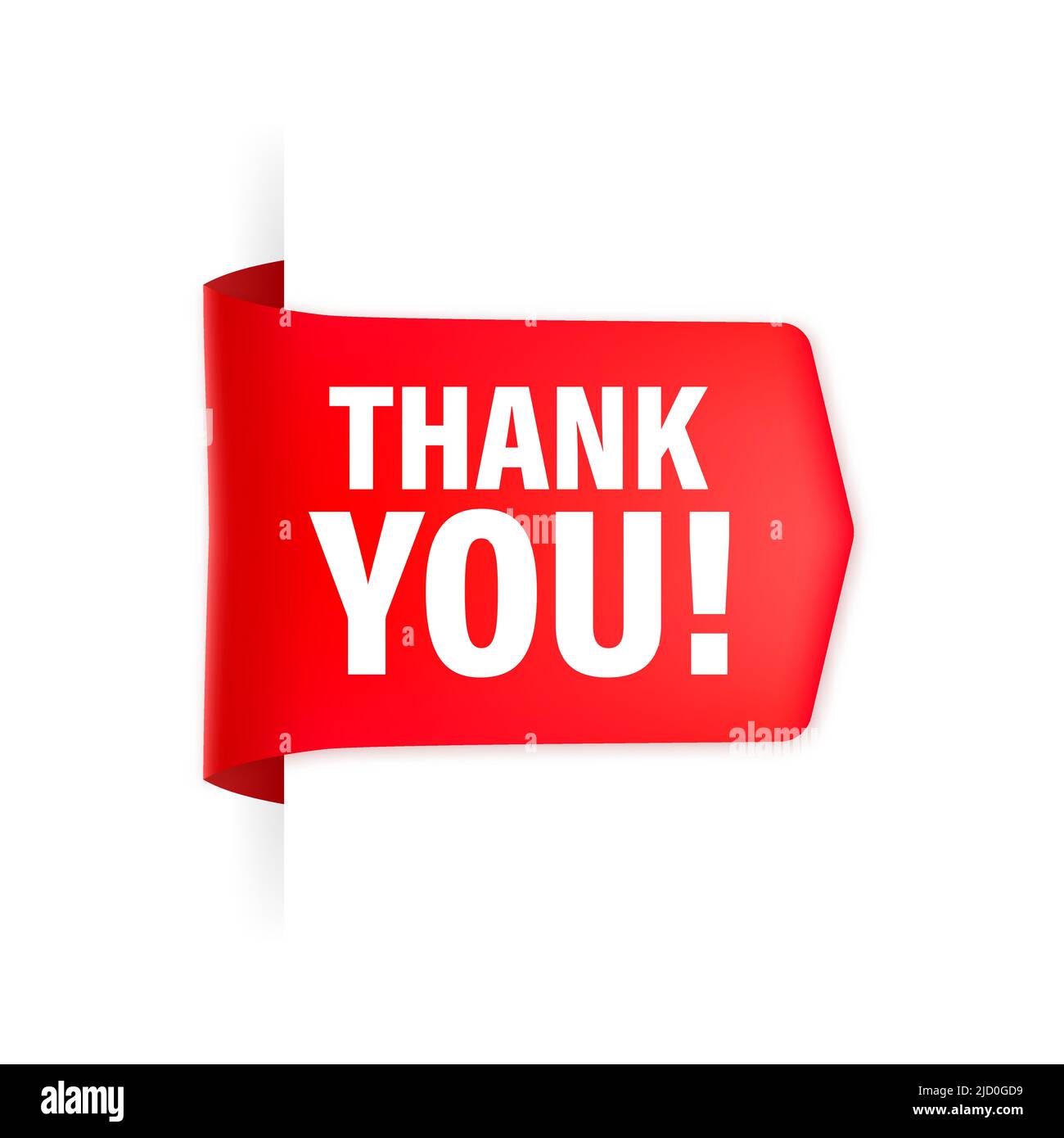 Thank you red ribbon on white background for banner design. Icon for ...