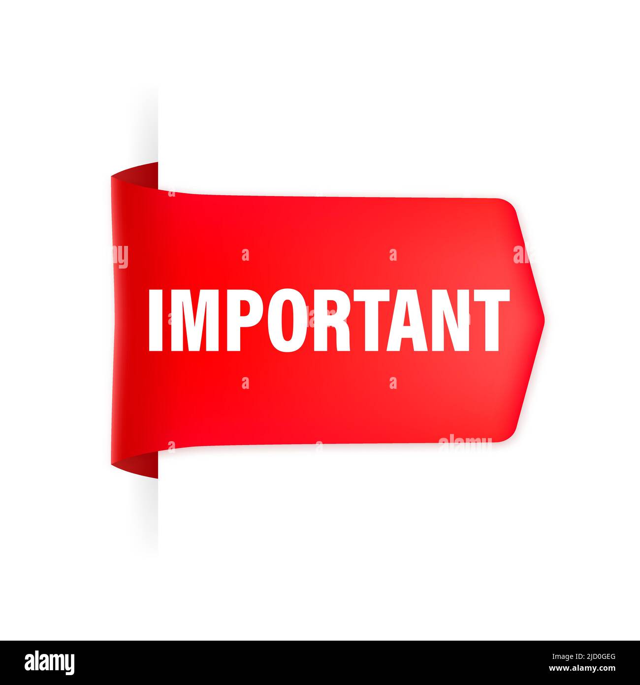 Important red banner in 3D style on white background. Vector ...