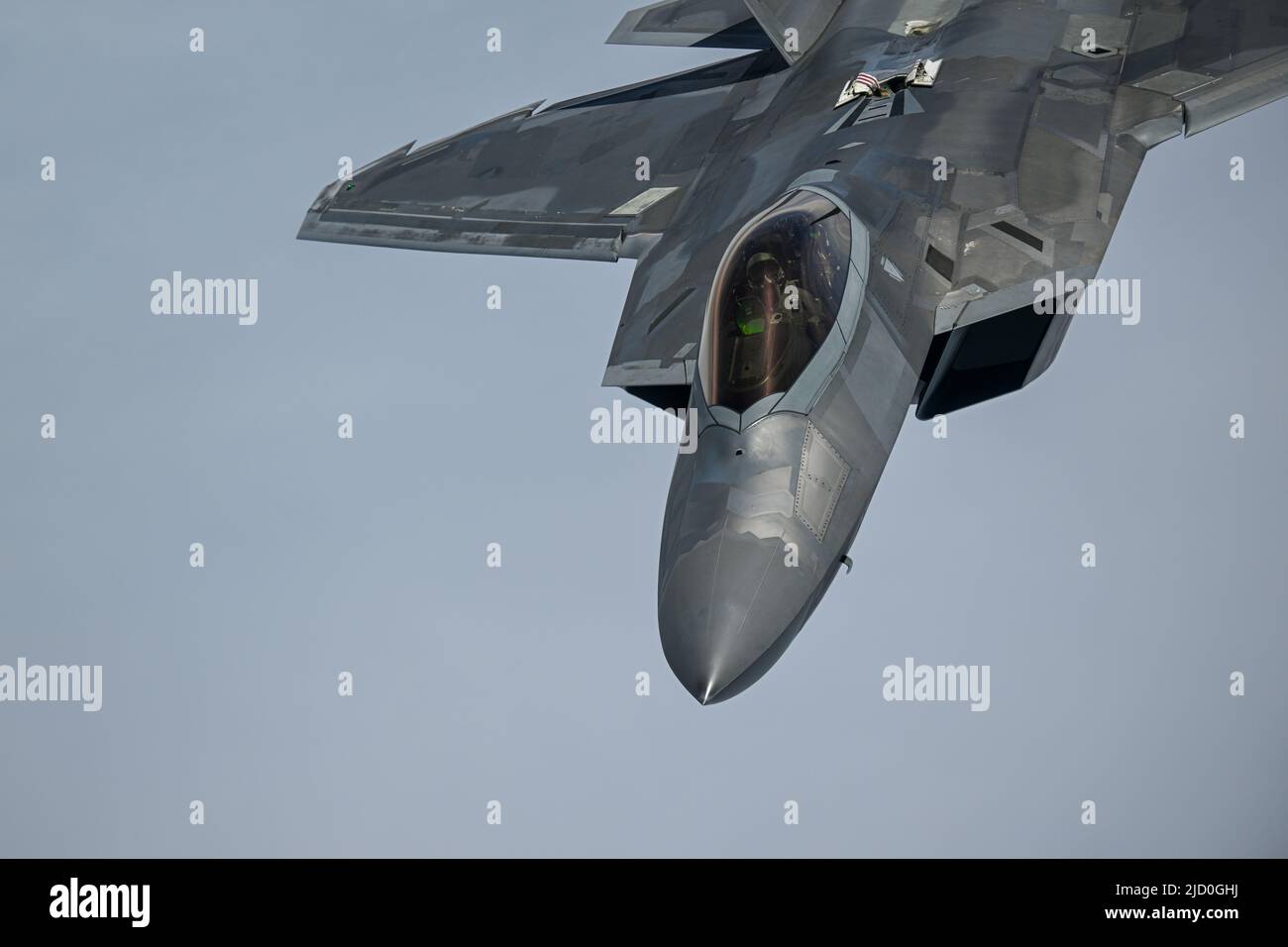 A U.S. Air Force F-22 Raptor, deployed to Kadena Air Base, Japan ...