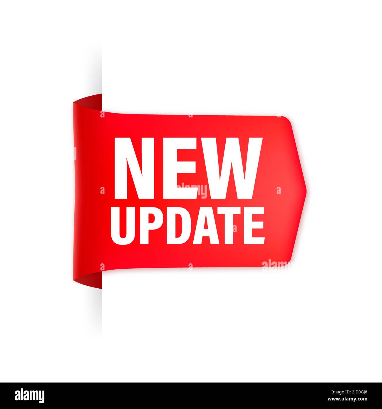 New update red ribbon on white background. Red banner. Vector ...