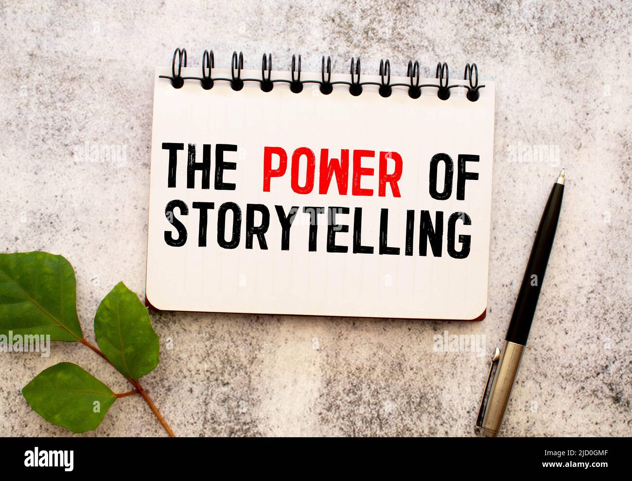 Business concept. Notebook with text THE POWER OF STORYTELLING sheet of ...