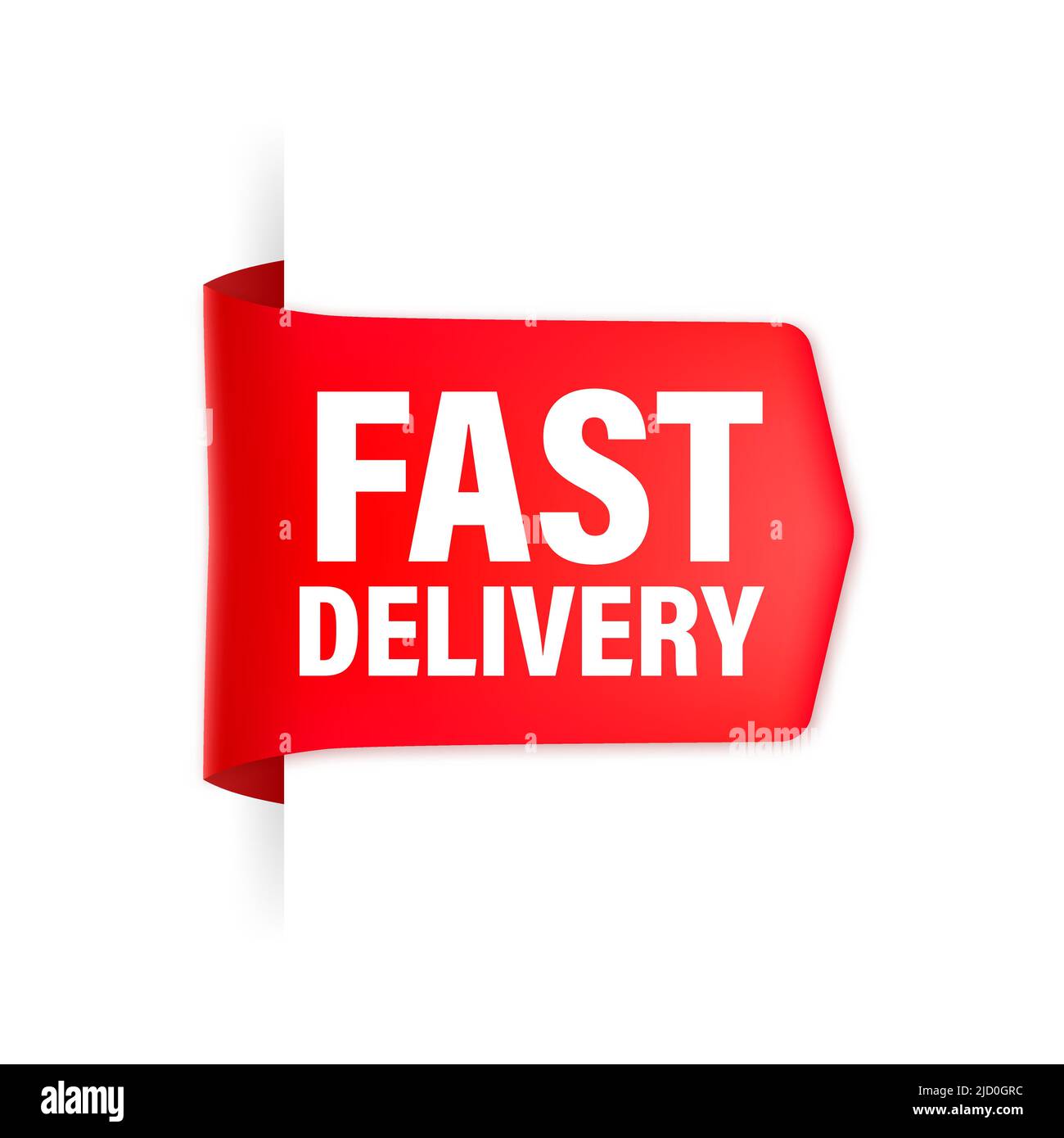 Fast delivery red ribbon on white background. Logo vector. Isolated ...
