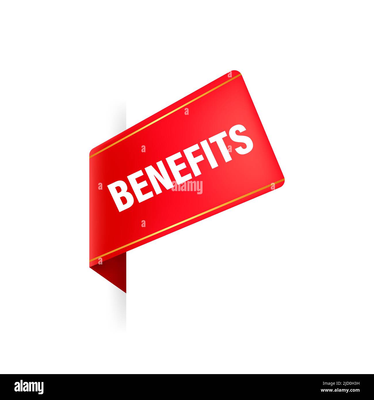 Benefits red ribbon in 3D style on white background. Vector ...