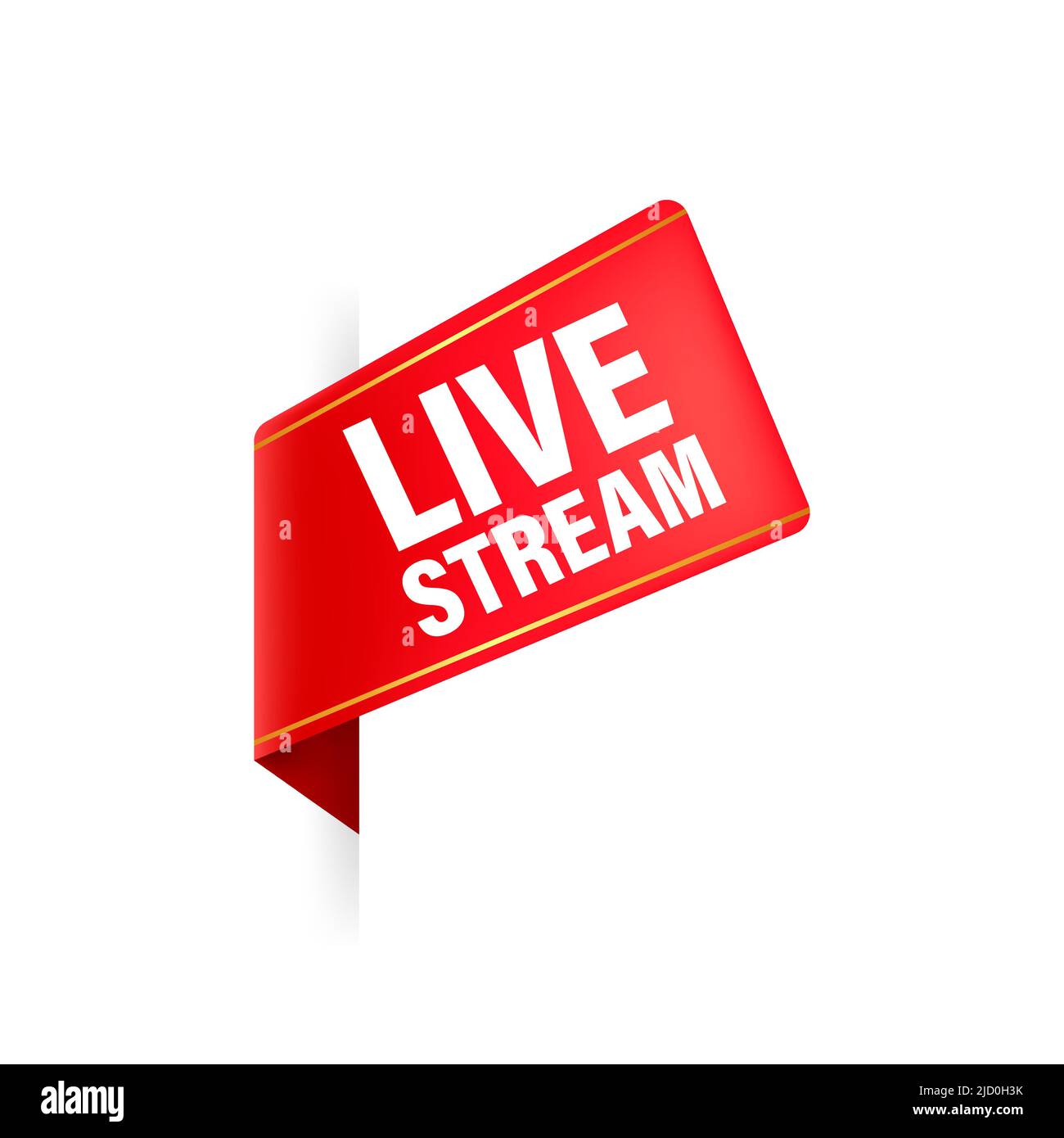 Live stream red ribbon in flat style on white background. Play video ...