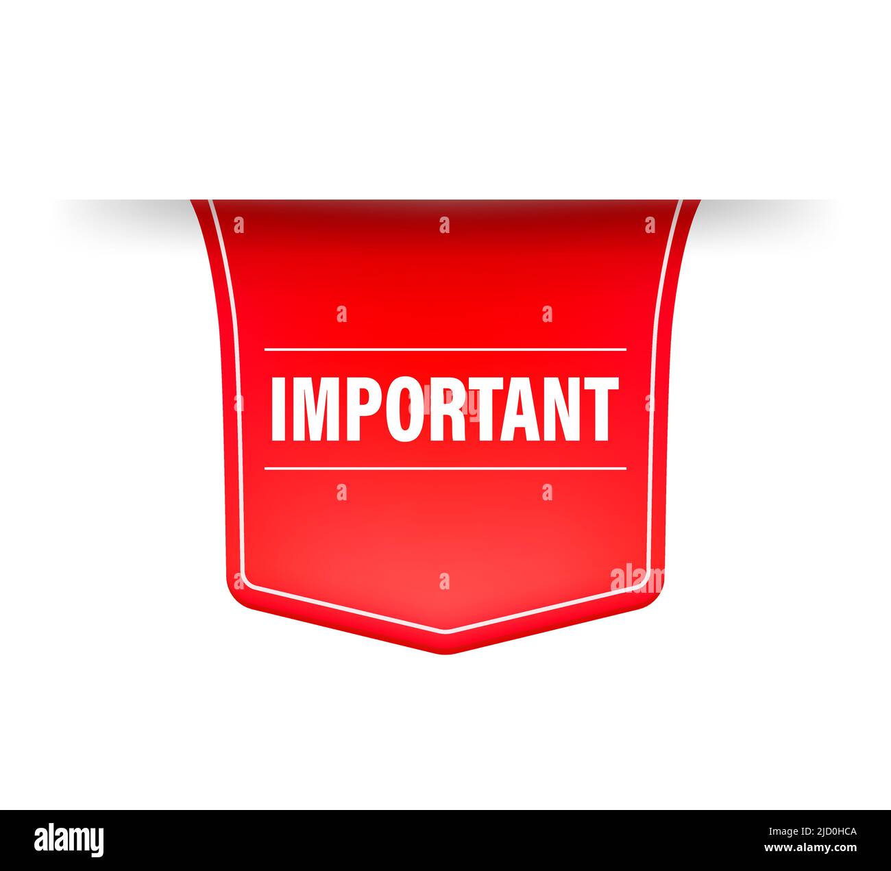 Important red banner in 3D style on white background. Vector ...