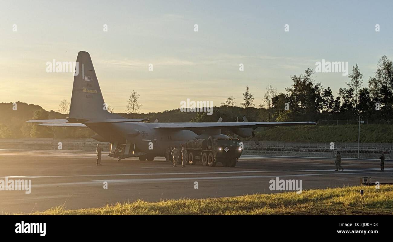 Fuelers from Charlie Battery, 1-1 ADA BN refuel a C-130 aircraft at ...
