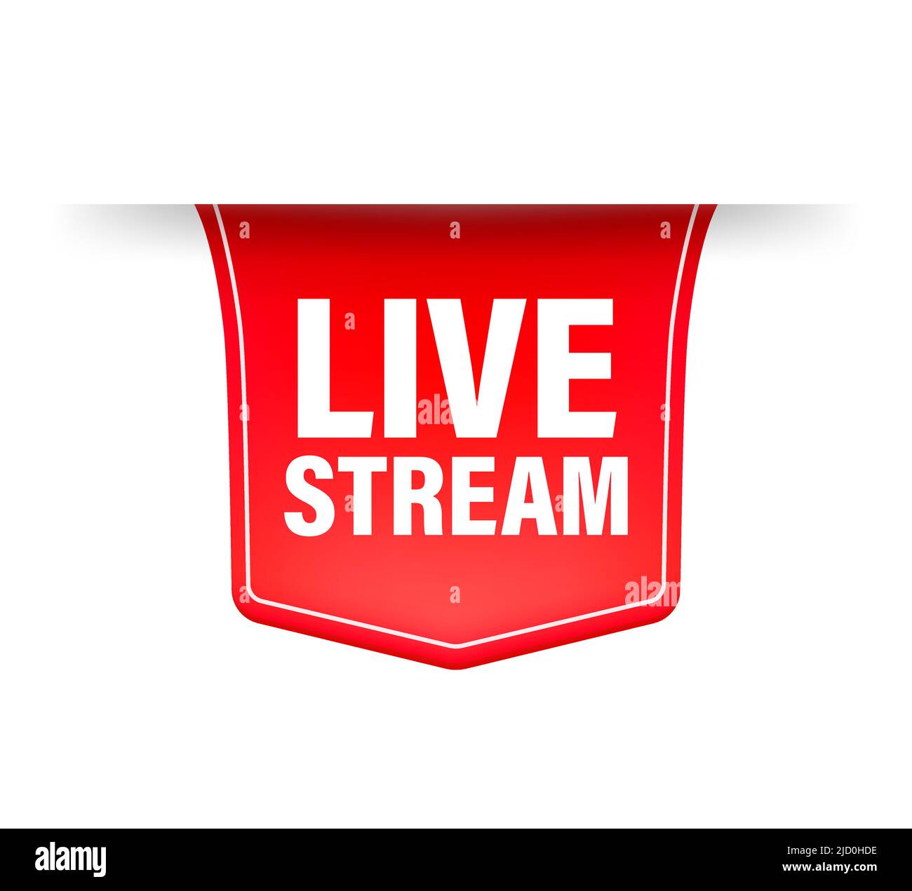 Live stream red ribbon in flat style on white background. Play video ...