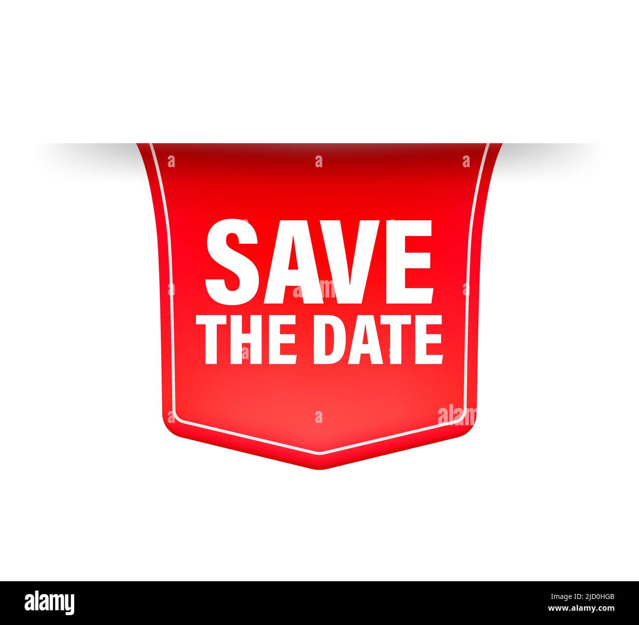 Save the data red ribbon in 3D style on white background. Vector ...