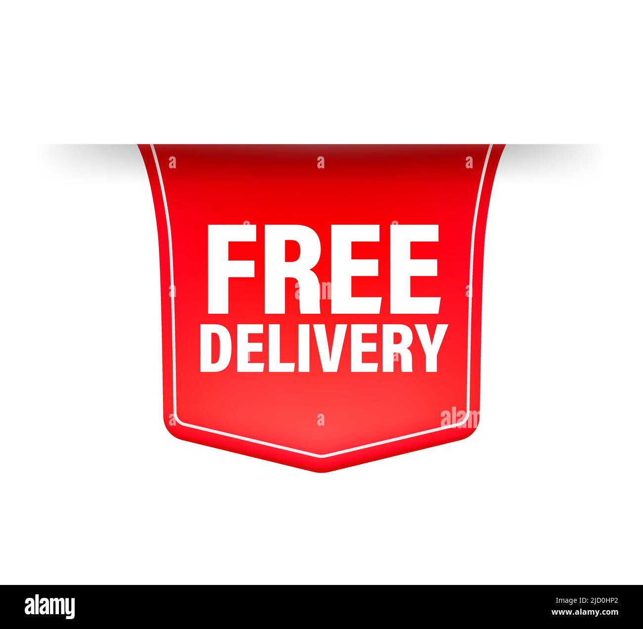 Free delivery red ribbon on white background. Logo vector. Isolated ...