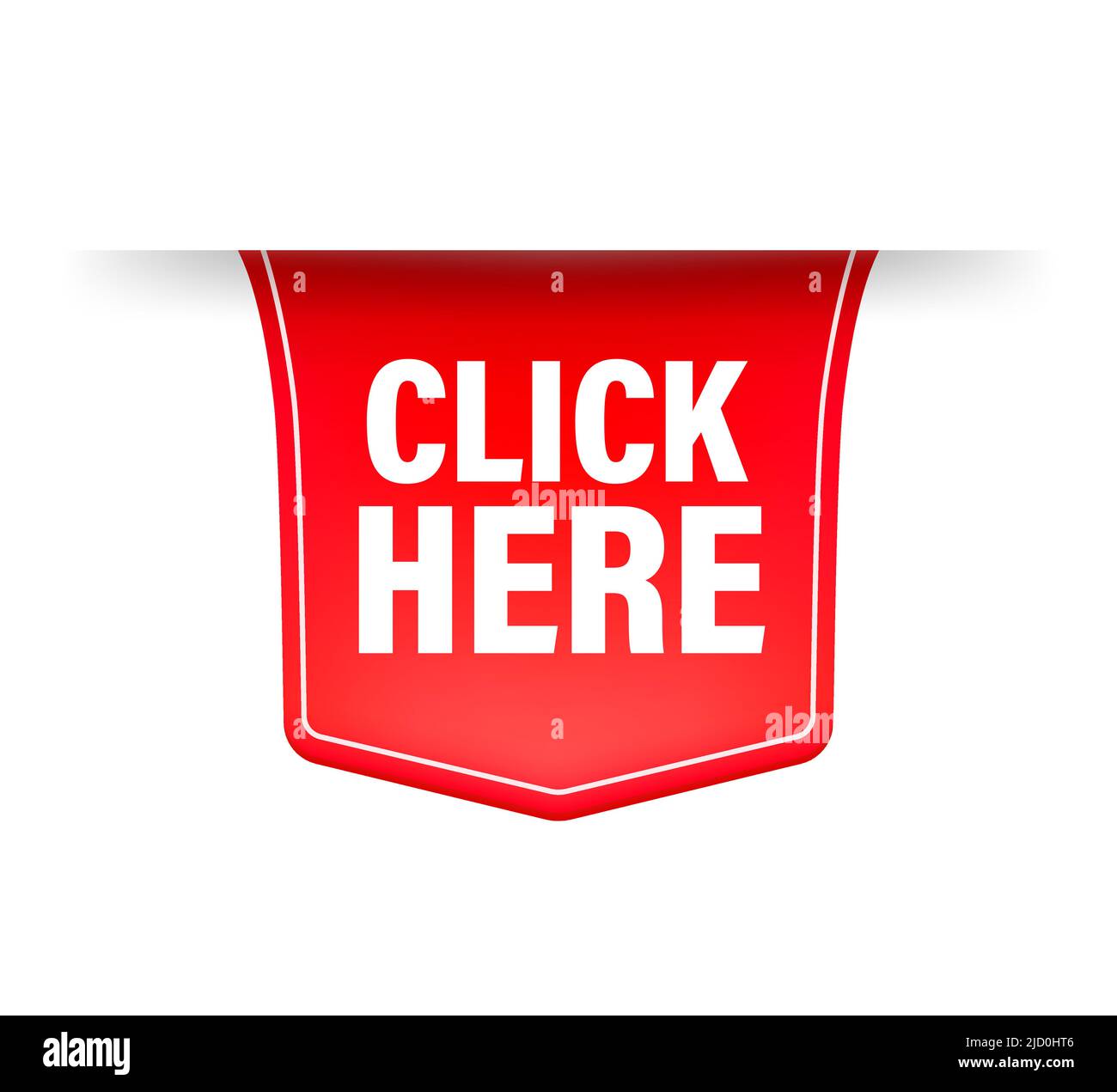 Icon with click here red ribbon on white background for web marketing ...