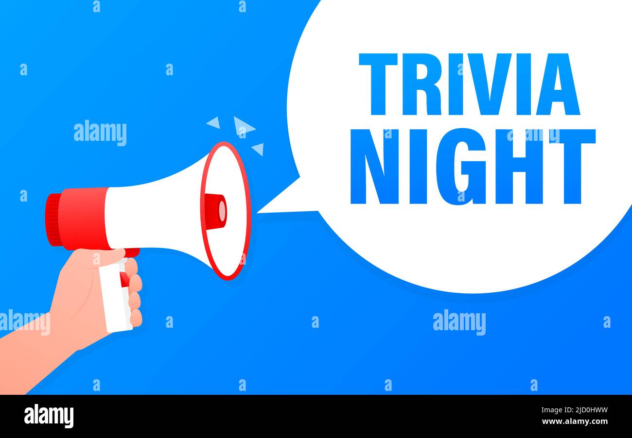 Trivia night megaphone blue banner. Vector illustration Stock Vector ...