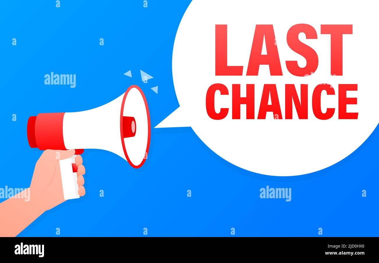 Last chance megaphone blue banner. Vector illustration Stock Vector ...
