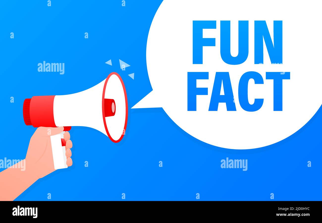Fun fact feedback megaphone blue banner in 3D style. Vector ...