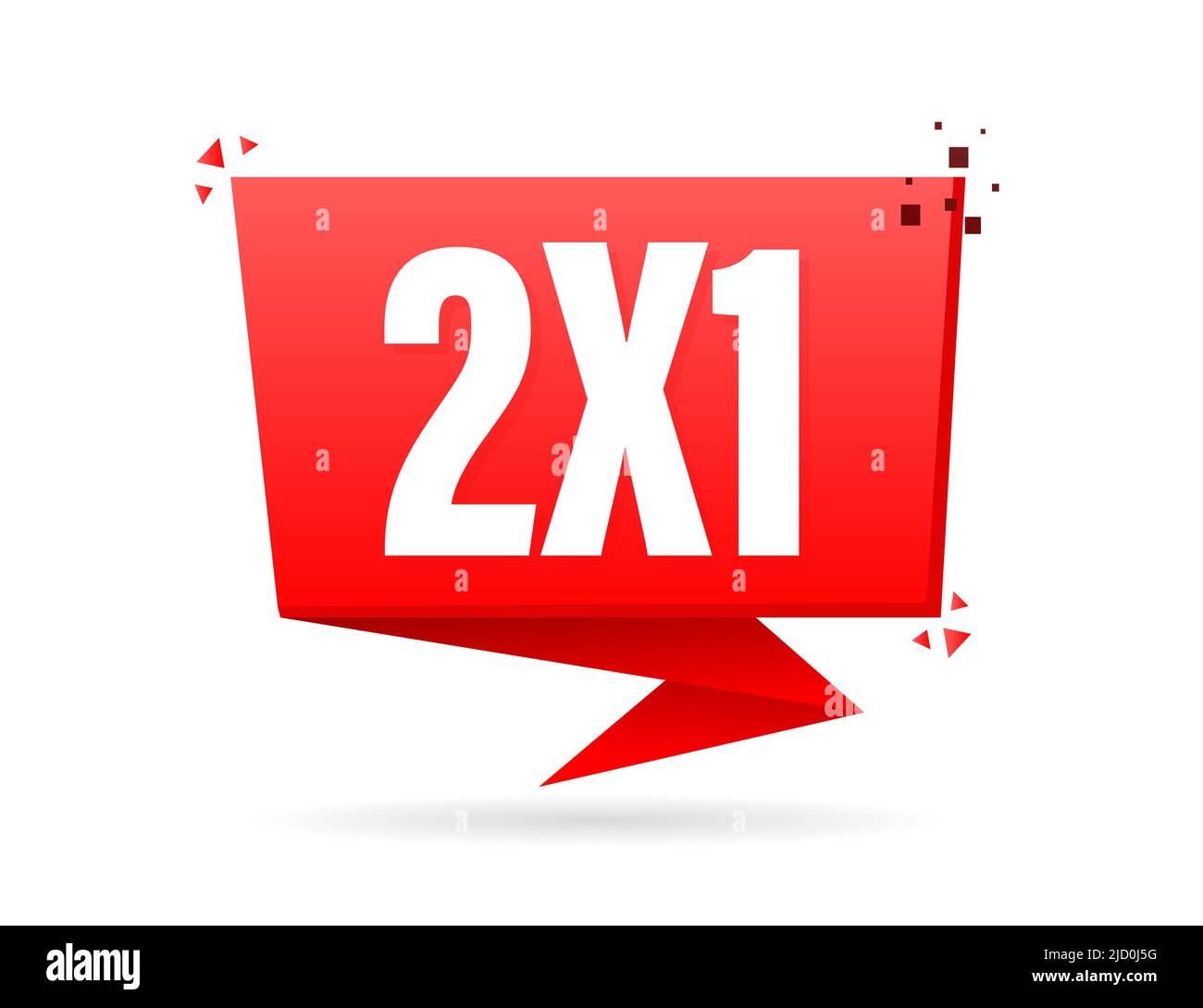 2X1 red half price commercial tag isolated on white background. Vector ...