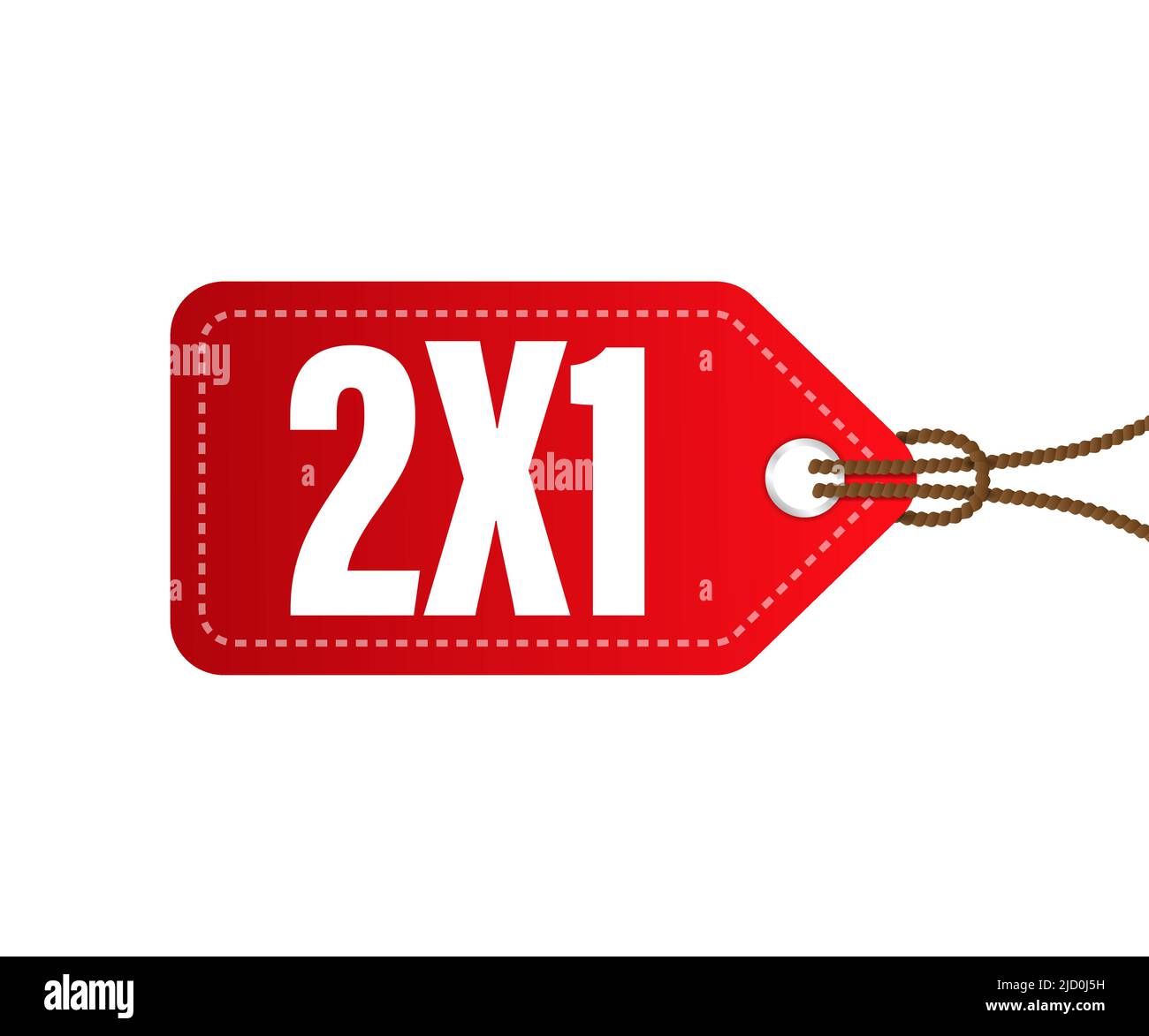 2X1 red half price commercial tag isolated on white background. Vector ...