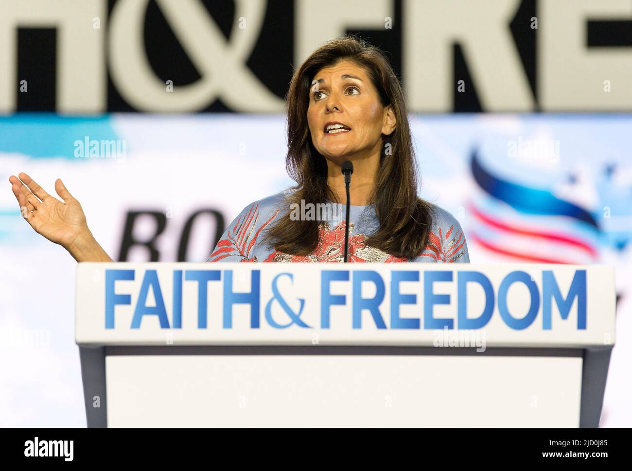 Nashville, Tennessee, USA. 16th June, 2022. NIKKI HALEY gives a keynote ...