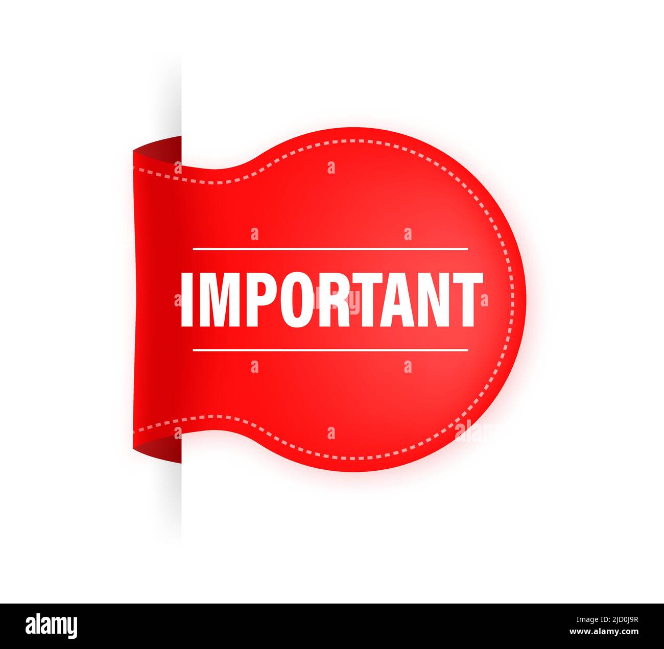 Important red banner in 3D style on white background. Vector ...