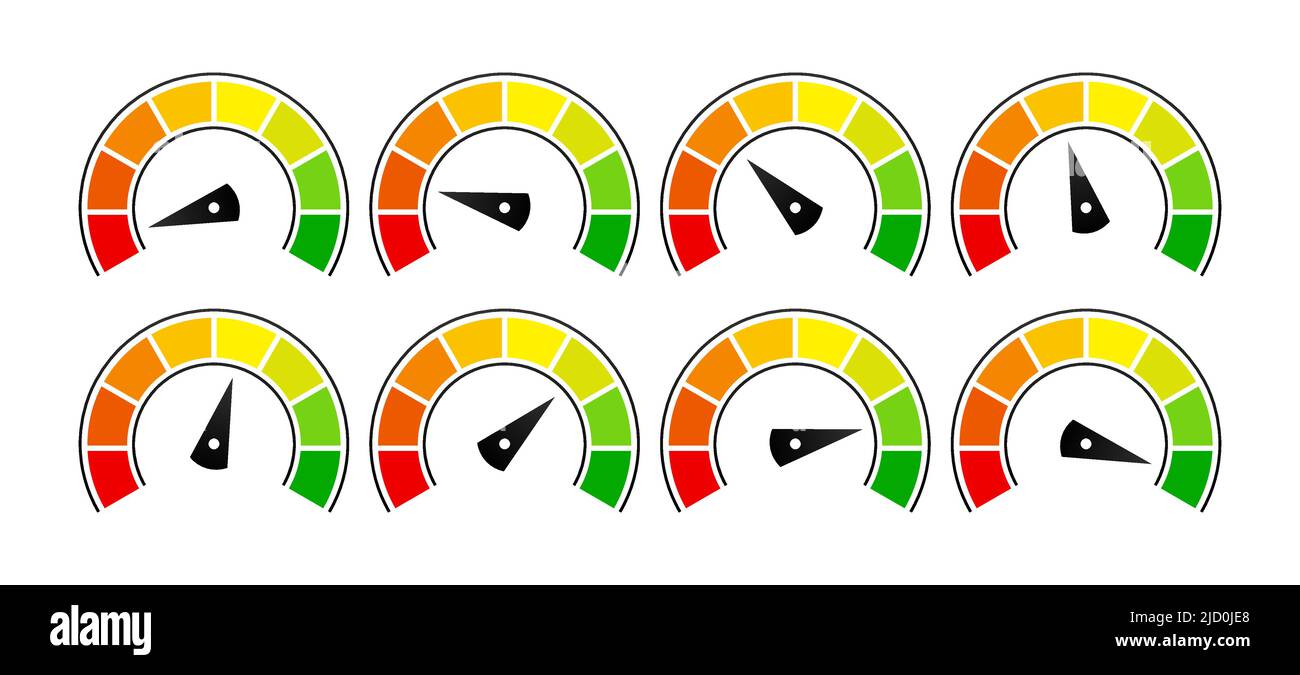 Credit score speedometer set on white background. Vector illustration ...
