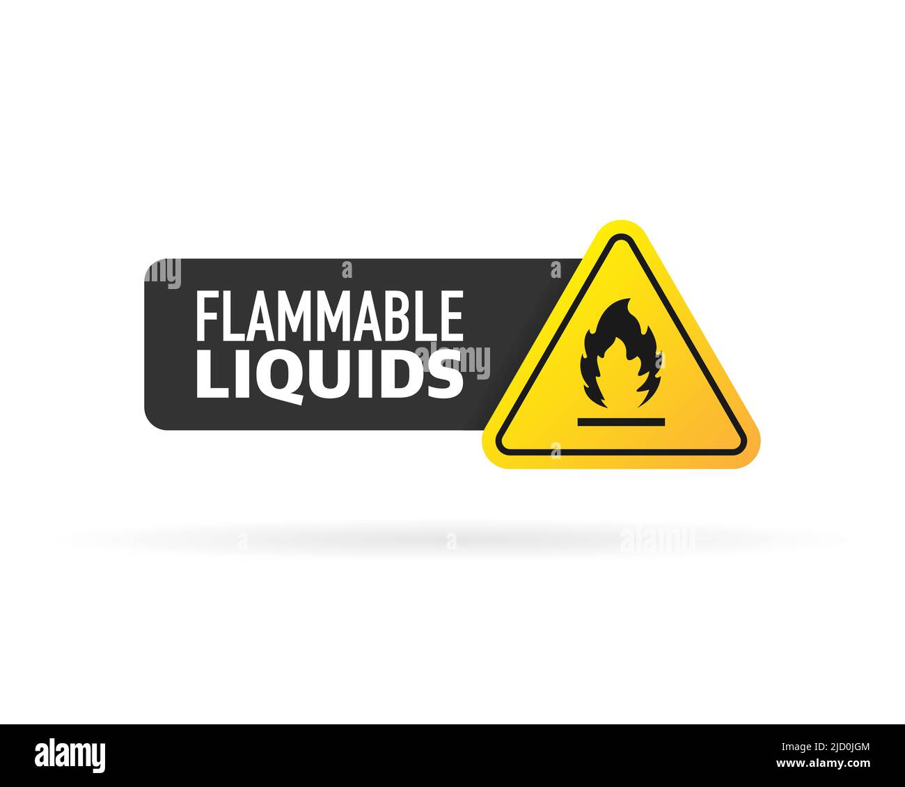 Yellow illustration of flammable liquids on white backdrop. Vector ...