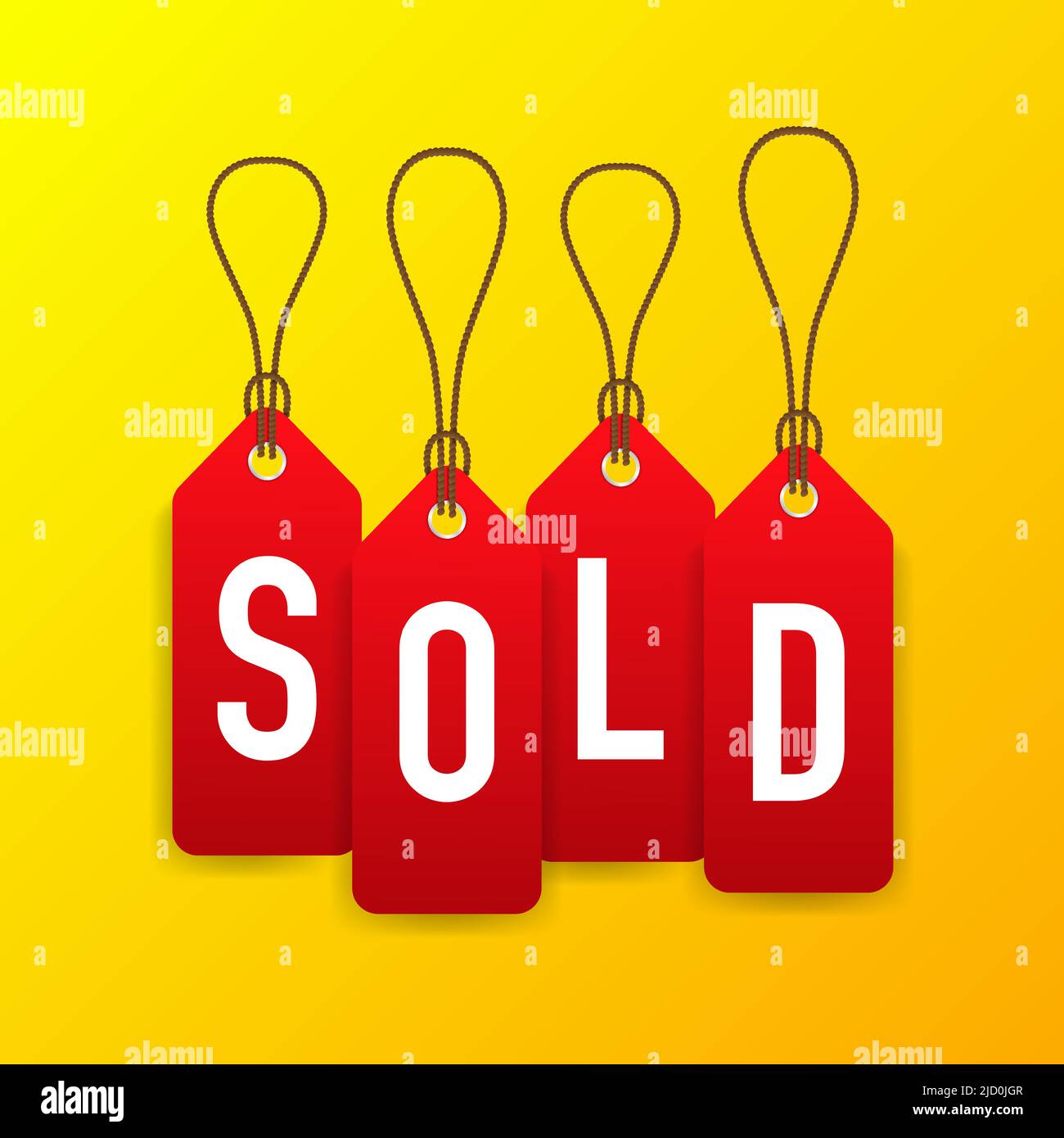 Sold wording red price tags on white background. Vector illustration ...