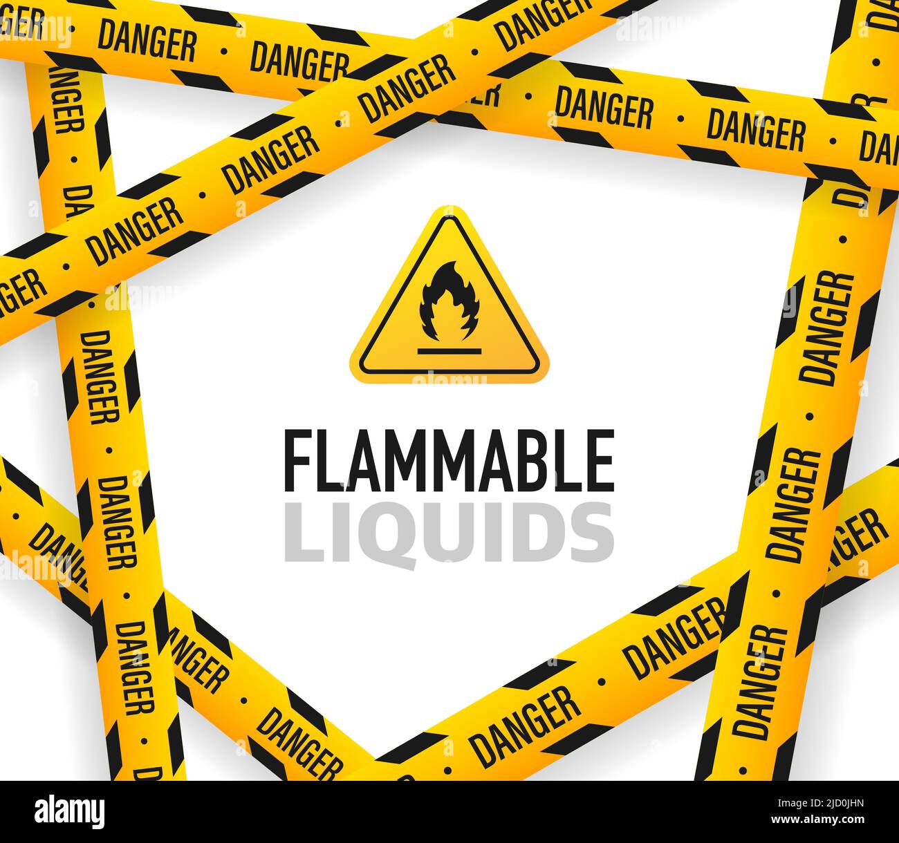 Yellow illustration of flammable liquids on white backdrop. Vector ...