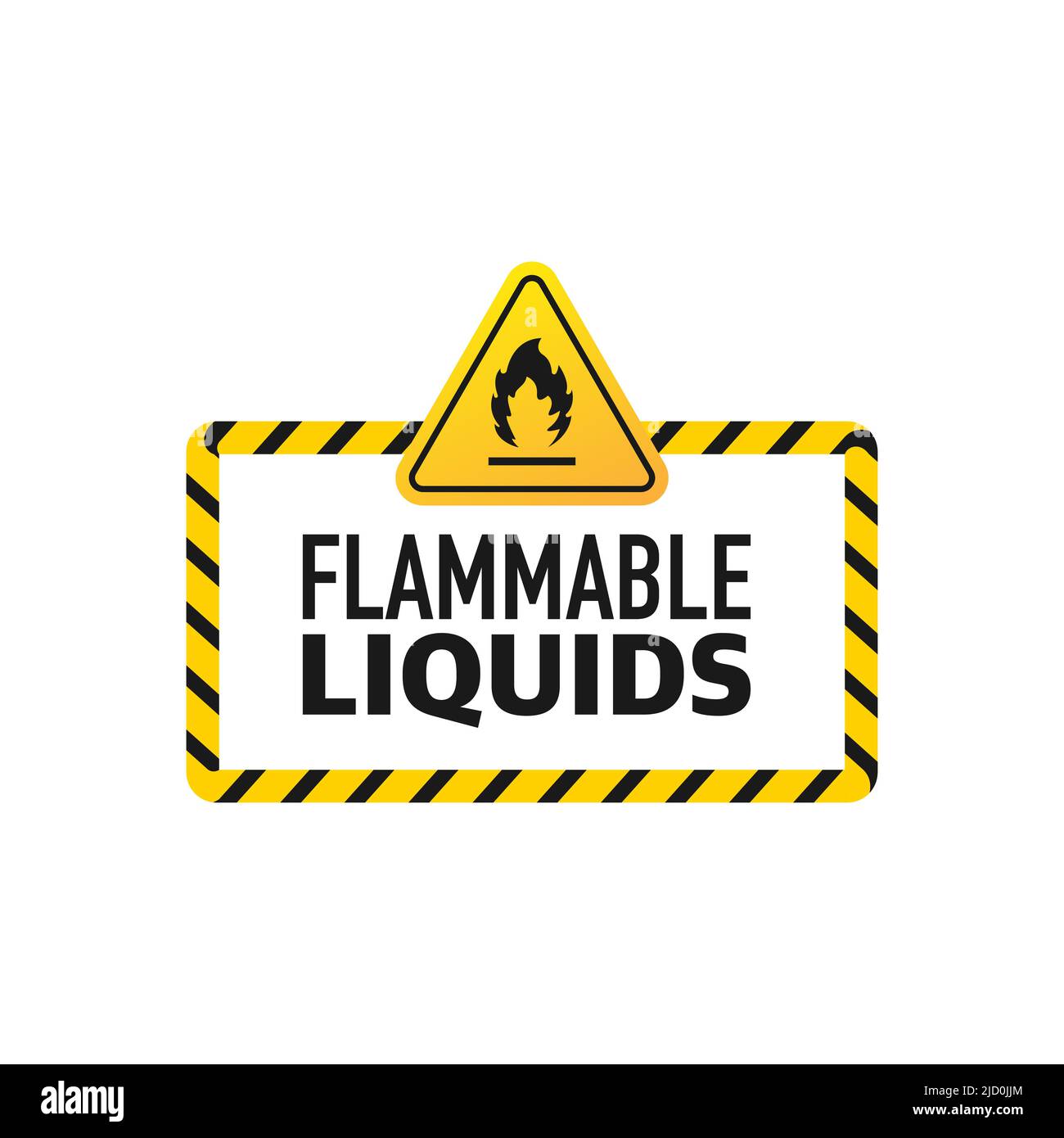 Yellow illustration of flammable liquids on white backdrop. Vector ...