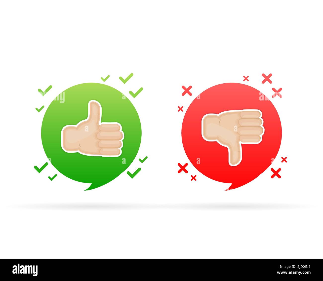 Yes and No check marks icon on white background. Flat simple style trend modern red and green ...