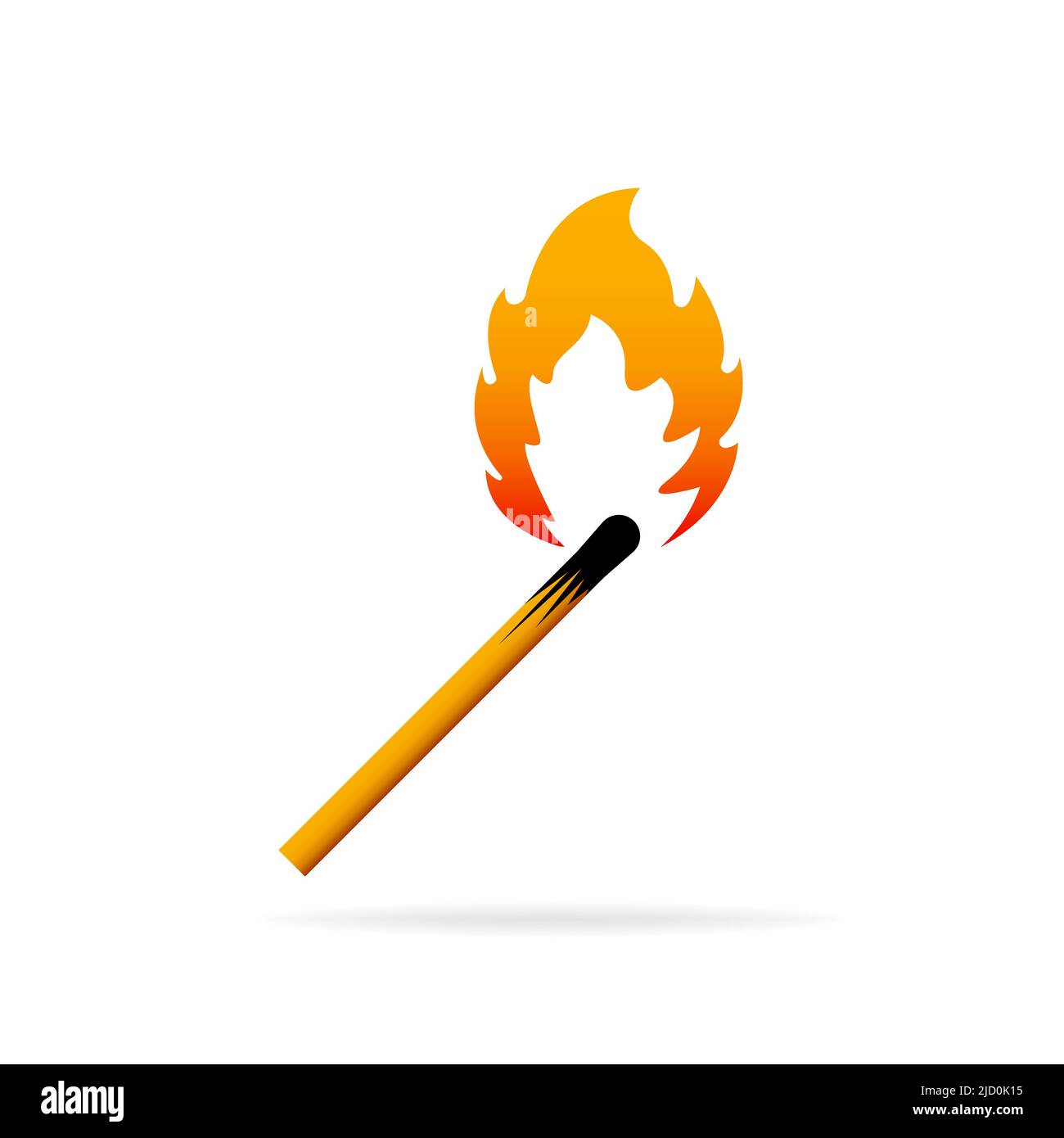 Fire flame match. Abstract flat icon on white background. Vector ...
