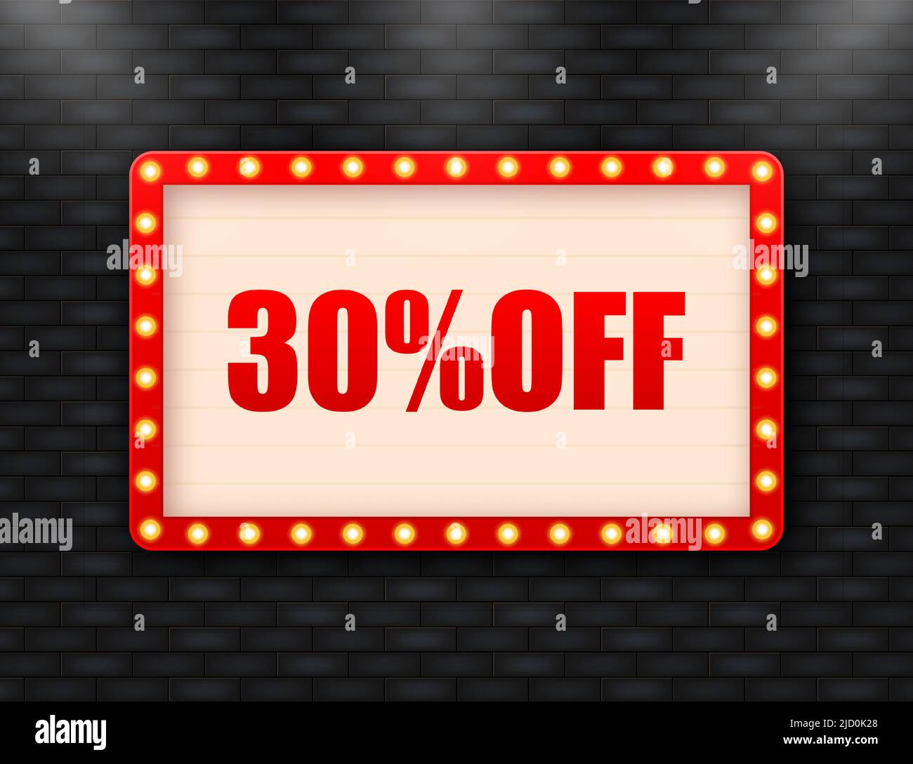 Trendy flat advertising with 30 percent discount retro light badge for ...