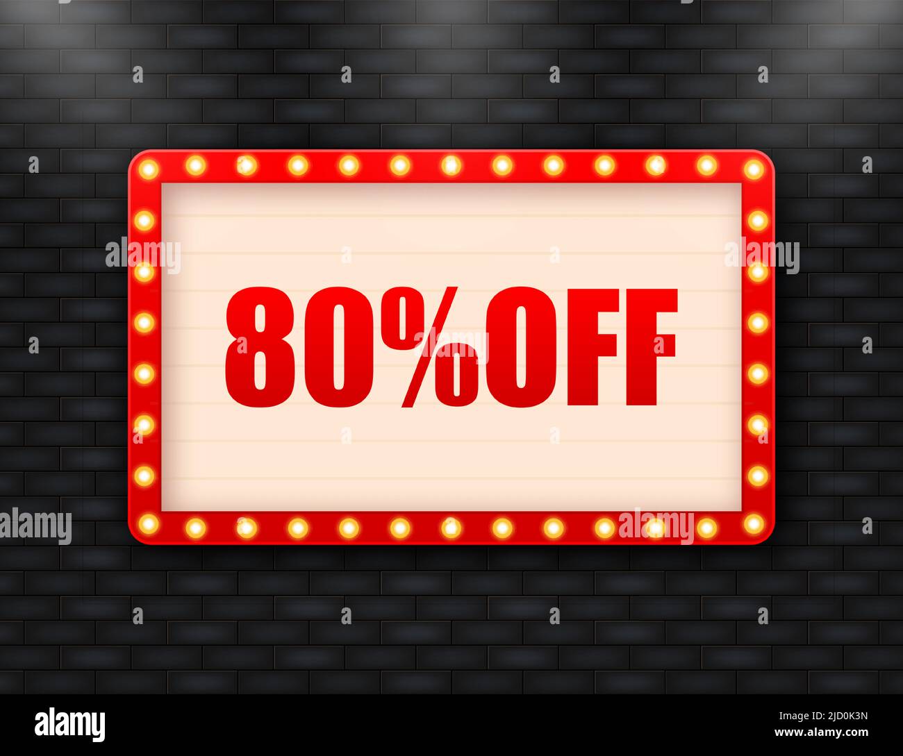 Trendy flat advertising with 80 percent discount retro light badge for ...