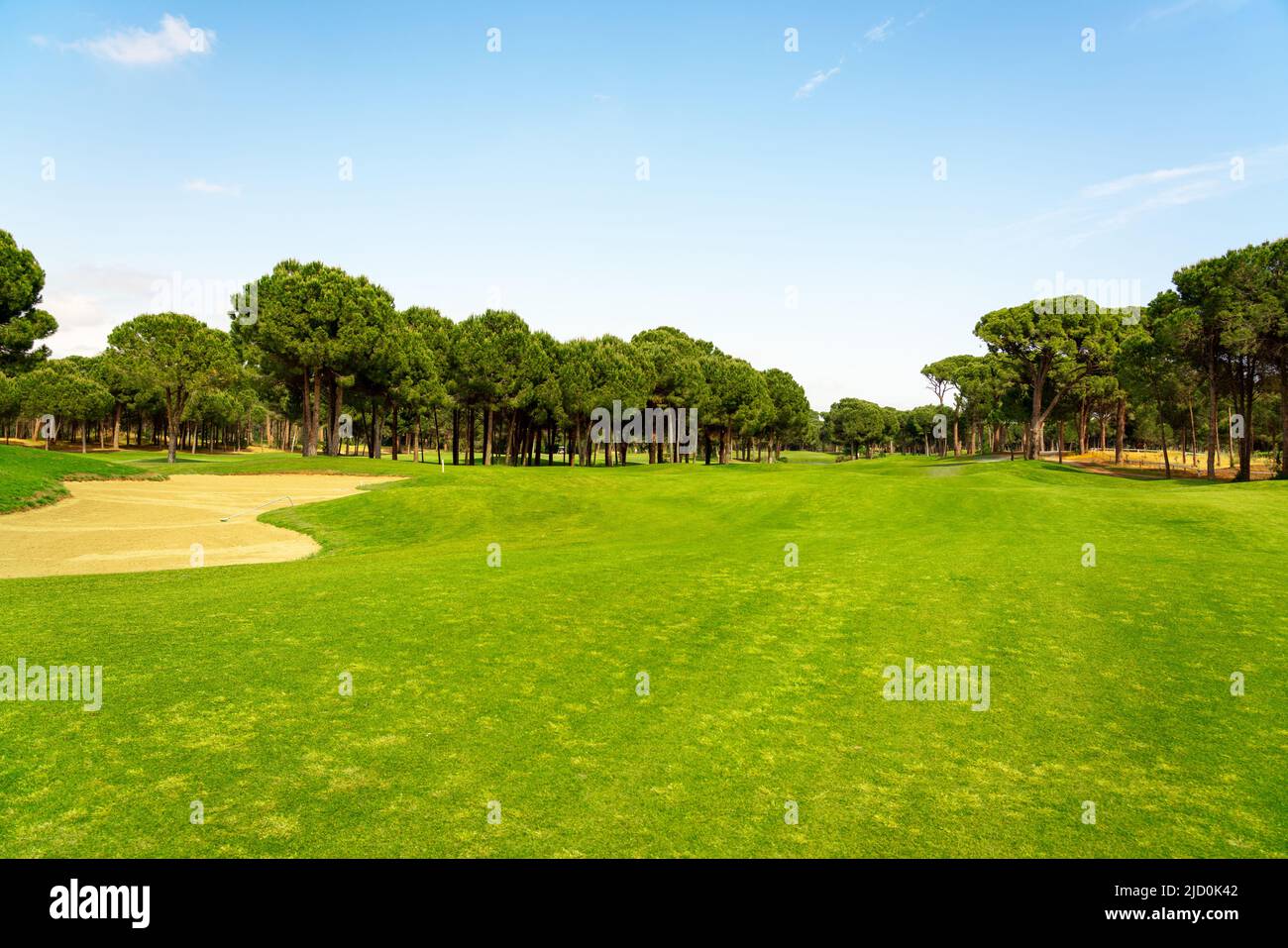 Golf course panorama with beautiful sky. Landscape view of golf course ...