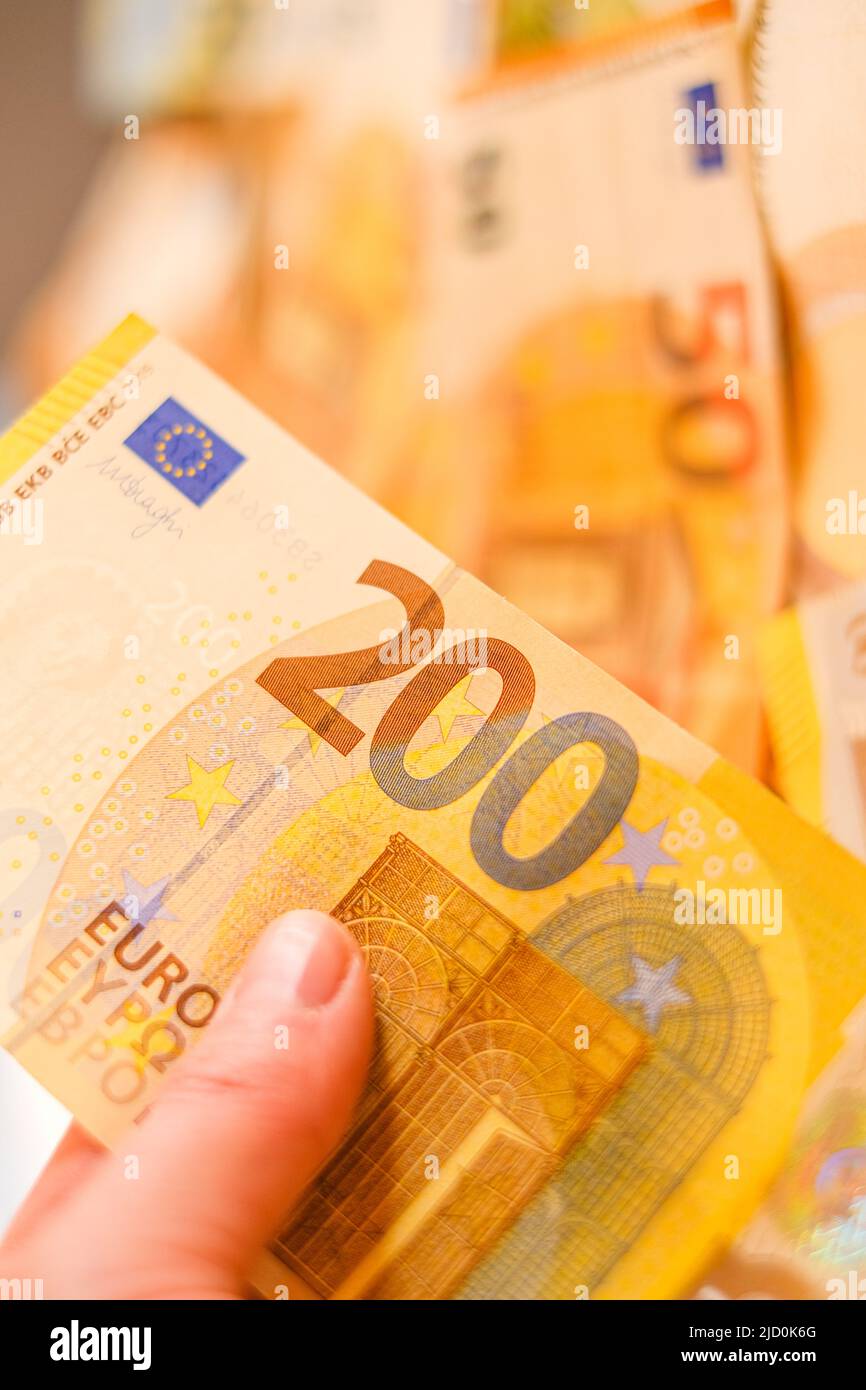 Euro money in hands. Expenses and incomes in European countries.Euro ...