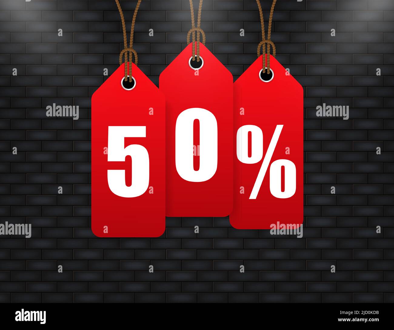 Trendy flat advertising with 50 percent discount price tag badge for ...