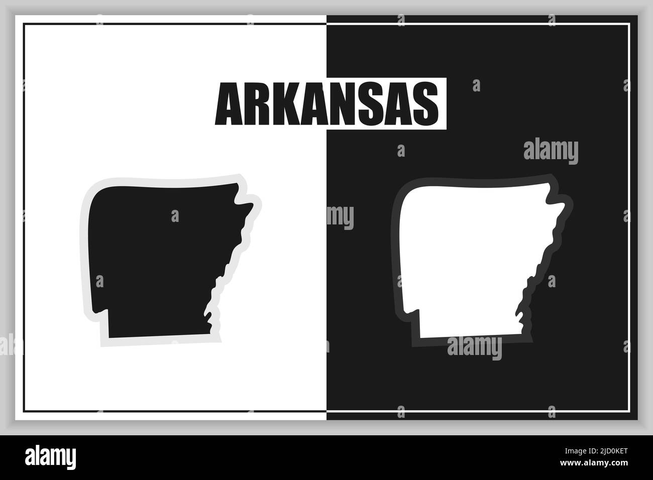 Flat style map of State of Arkansas, USA. Arkansas outline. Vector ...