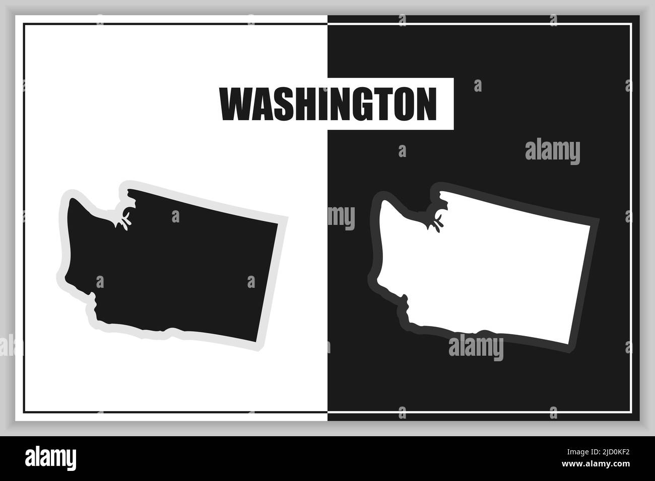Flat style map of Washington State of America, Washington outline ...