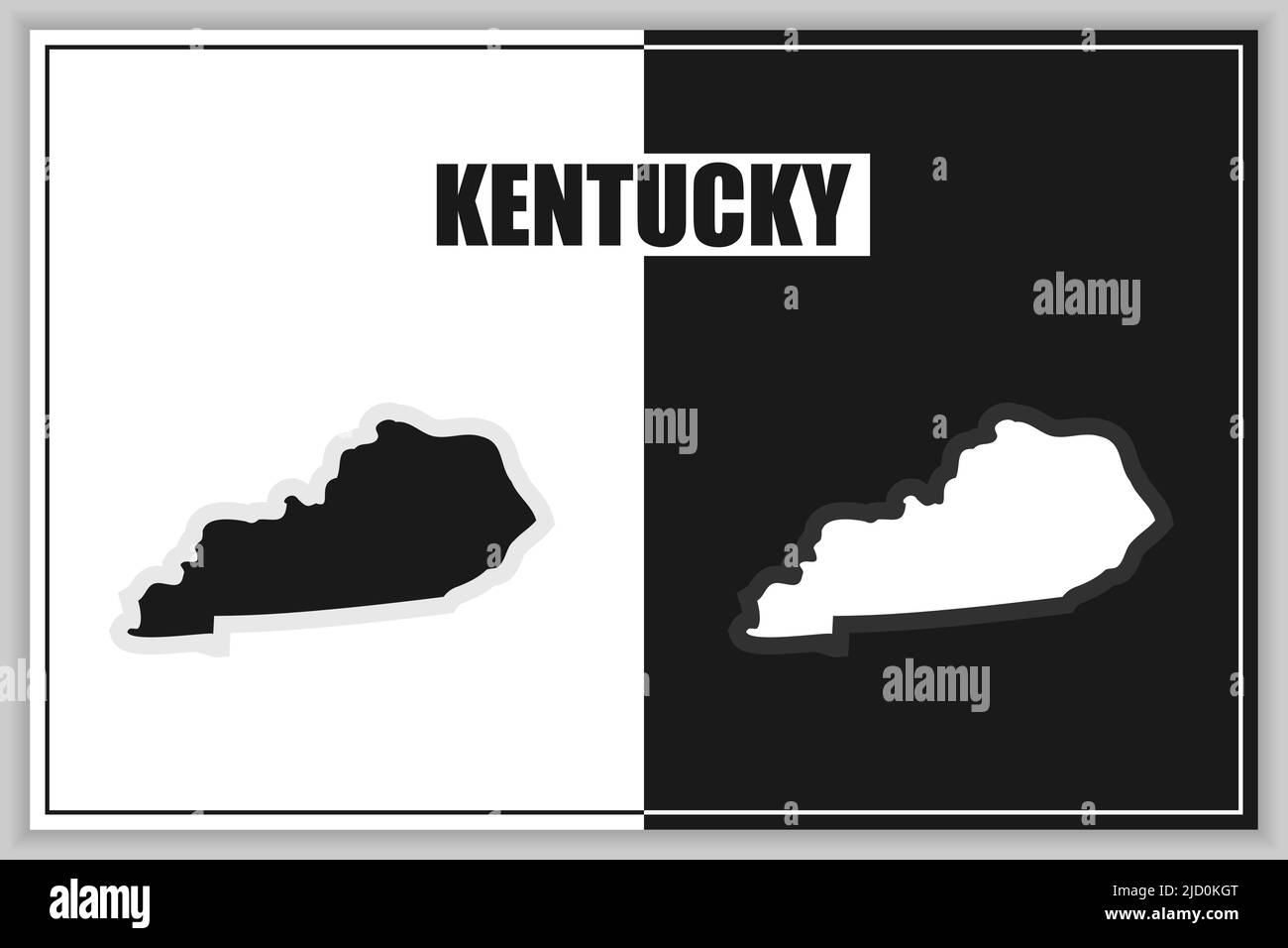 Flat style map of State of Kentucky, USA. Kentucky outline. Vector ...