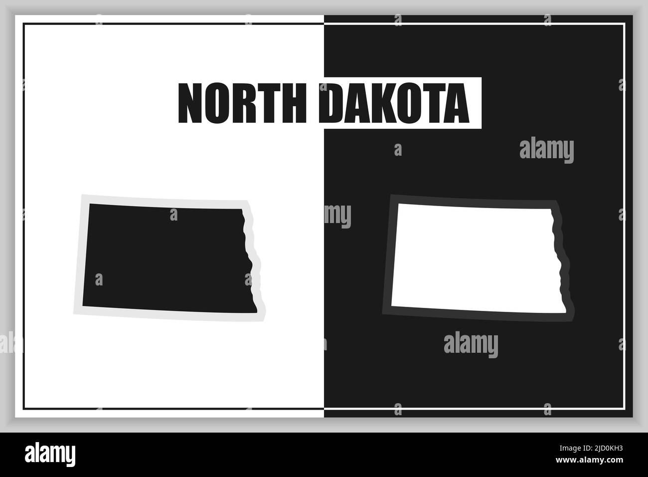 Flat style map of State of North Dakota, USA. North Dakota outline ...