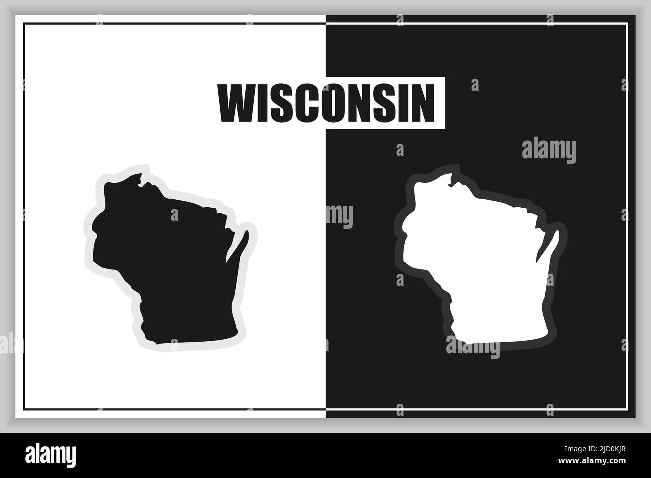 Flat style map of State of Wisconsin, USA. Wisconsin outline. Vector ...