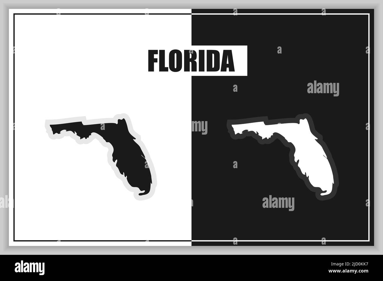 Flat style map of State of Florida, USA. Florida outline. Vector ...