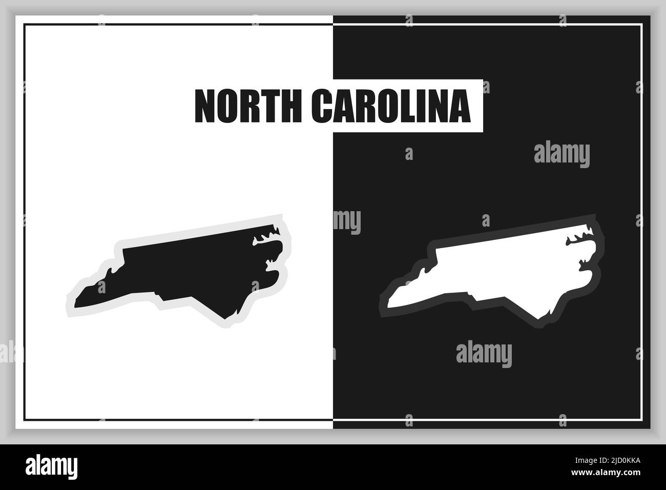 Flat style map of State of North Carolina, USA. North Carolina outline ...