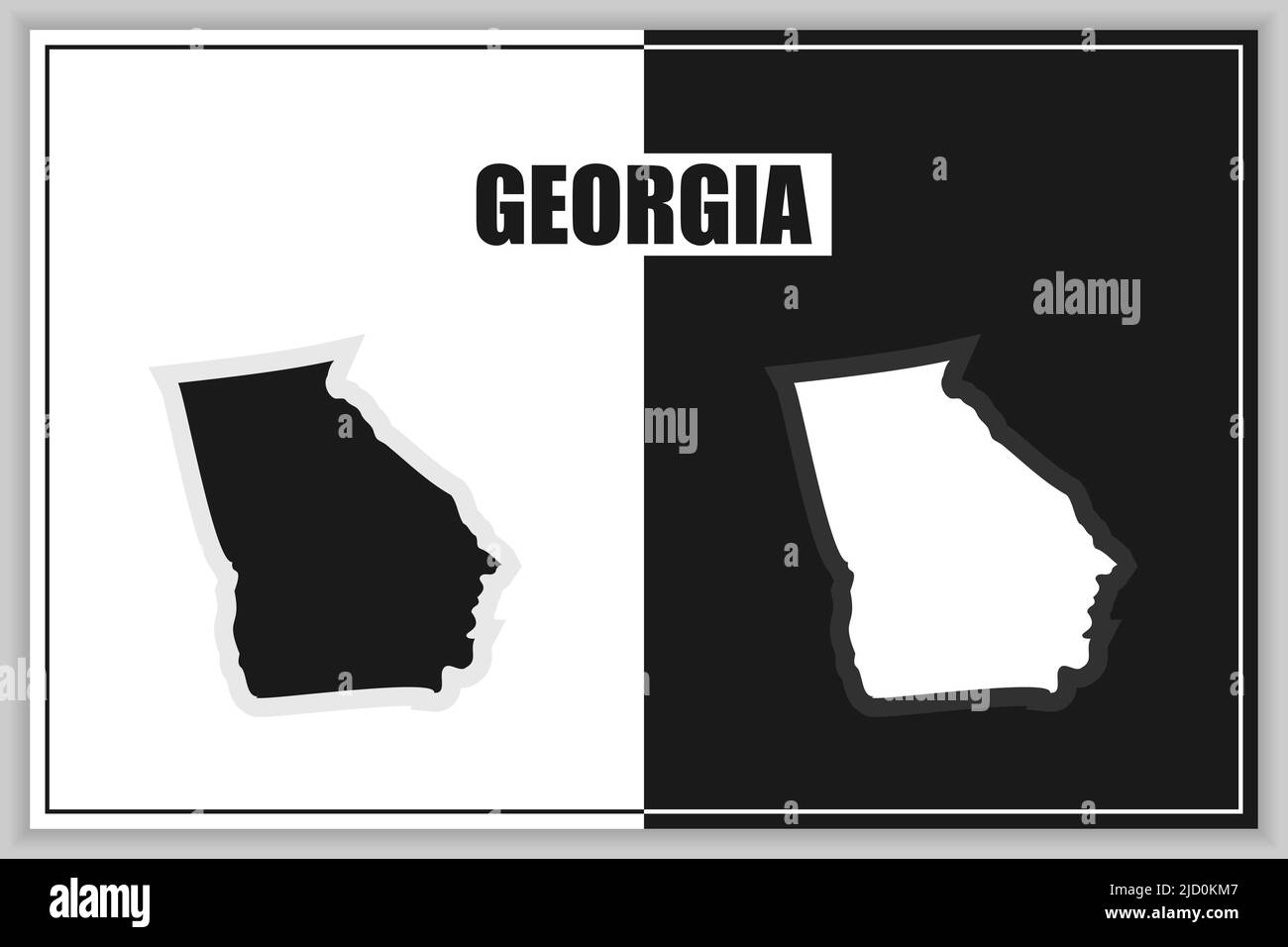 Flat style map of State of Georgia, USA. Georgia outline. Vector ...