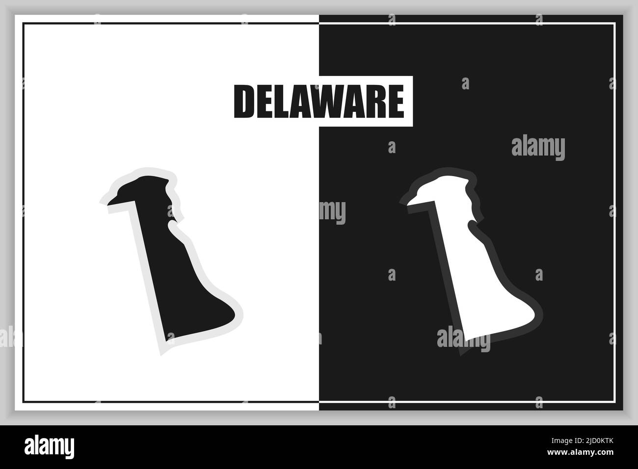 Flat style map of State of Delaware, USA. Delaware outline. Vector ...