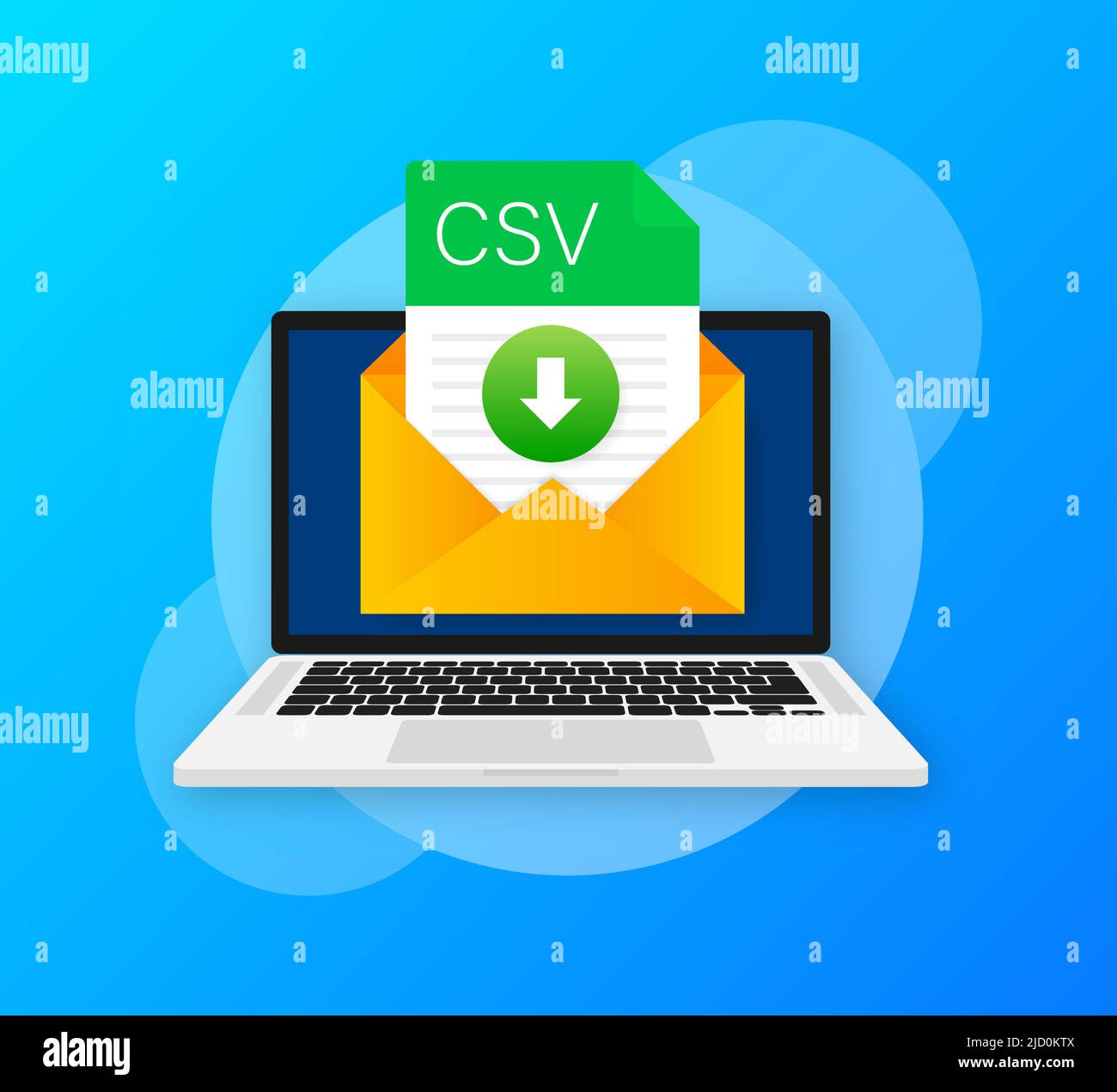 CSV file icon with laptop. Spreadsheet document type. Modern flat ...