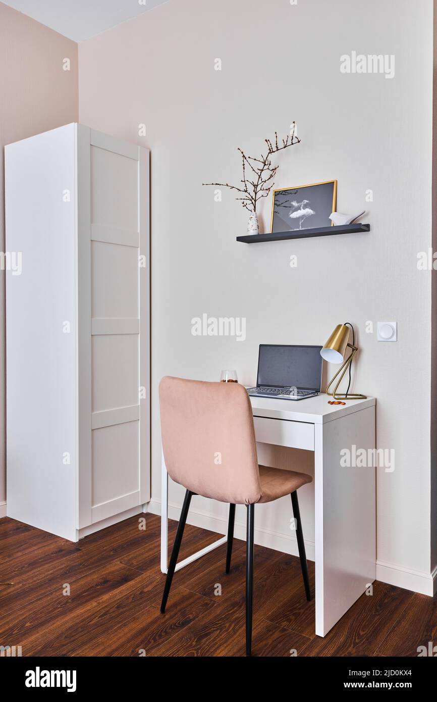 Small work area in apartment for daily rent Stock Photo - Alamy