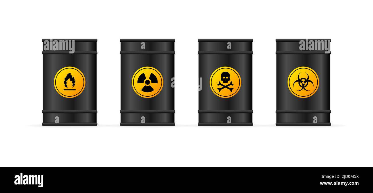 Barrels of biohazard waste, great design for any purposes. Vector ...