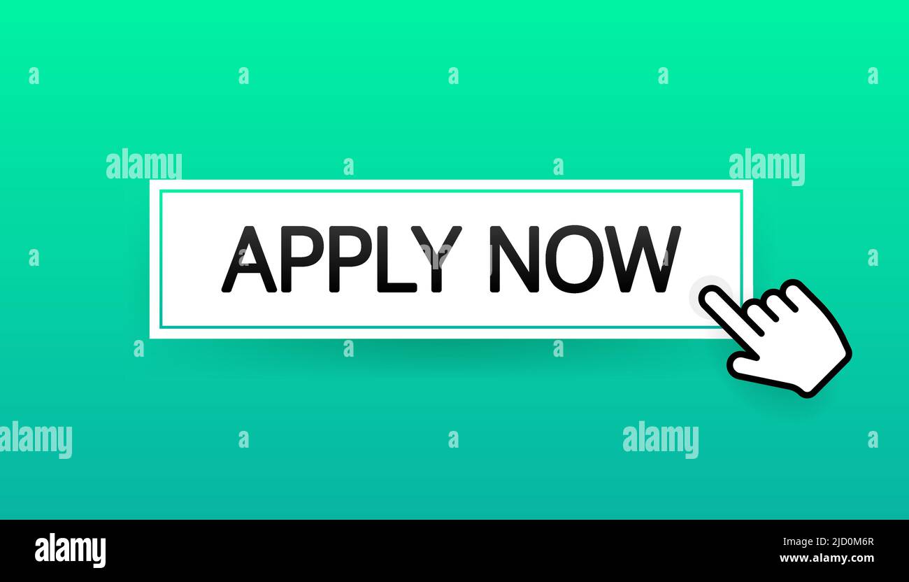 Icon with blue apply now button on white background for web marketing ...